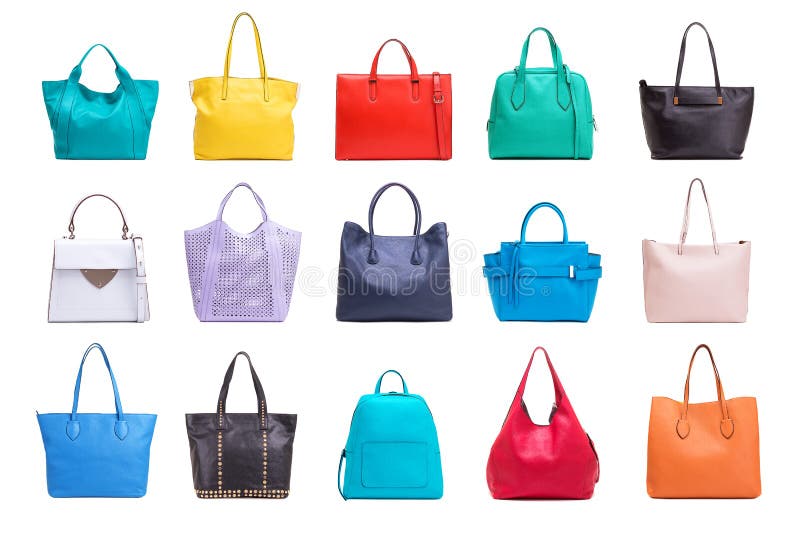 A Collection of Various Women S Bags. Stock Photo - Image of purses ...