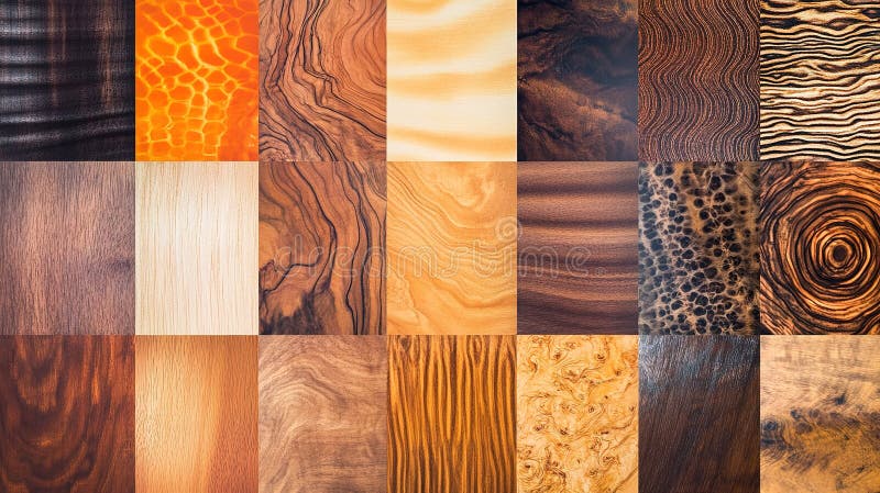 A Collection of Various Wood Textures Displayed in a Grid Format Stock ...