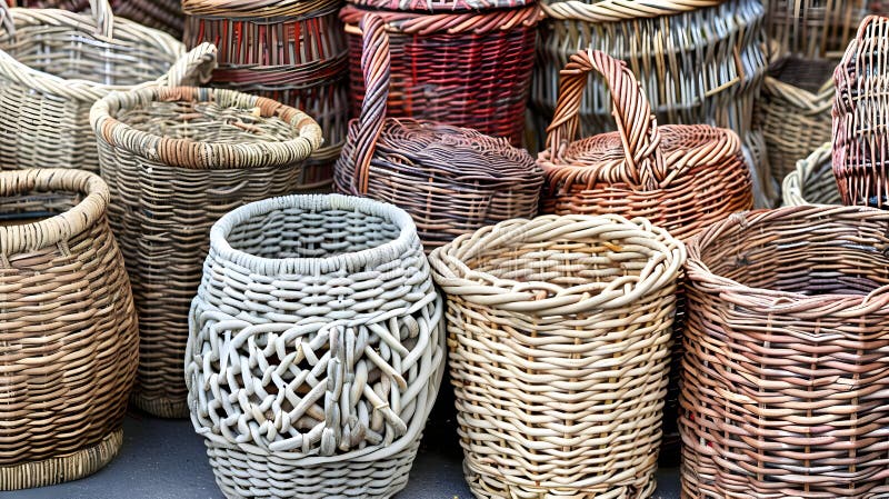 A Collection of Various Woven Baskets in Different Sizes and Colors ...