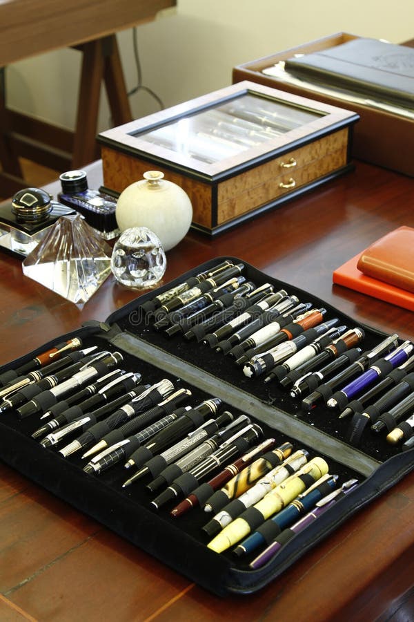 Collection of Various Writing Pens on a Desk Editorial Photography ...