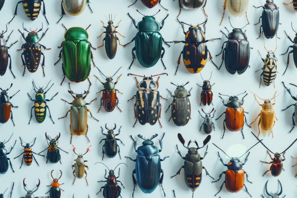 A Collection of Variously Colored Bugs Crawling on a Surface Stock ...