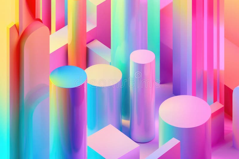 A Collection of Variously Colored Cylindrical Objects in a Room Setting ...