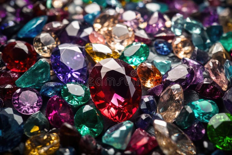 Colored Diamonds Pile stock photo. Image of gems, table - 388750164