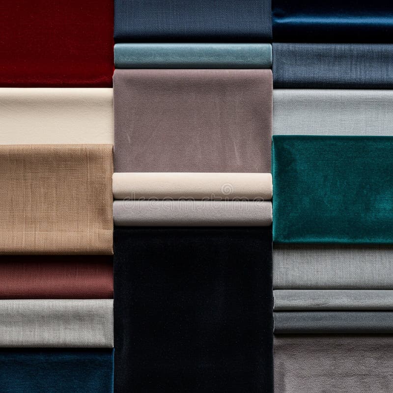 A Collection of Variously Colored Fabric Swatches Arranged in a Grid ...