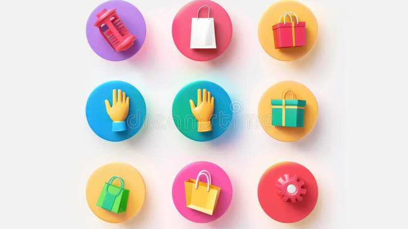 Multicolored Objects on White Background Stock Illustration ...