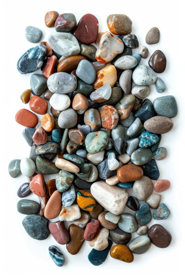 A Collection of Variously Colored Rocks Arranged on a Clean White ...