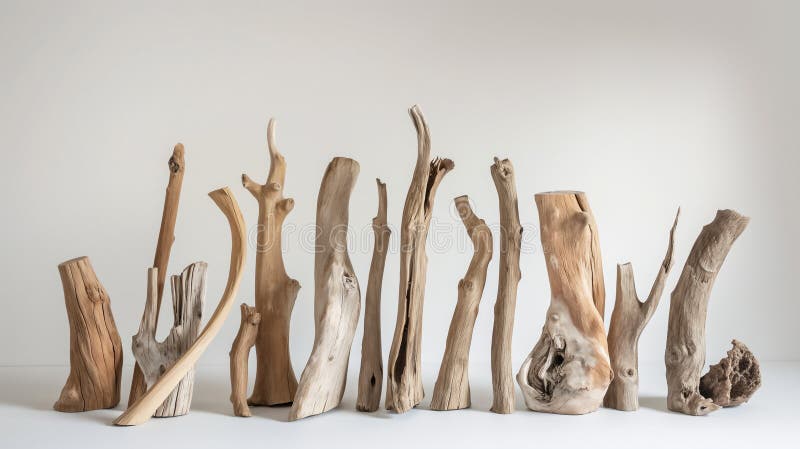 A Collection of Variously Shaped and Sized Driftwood Pieces Arranged ...