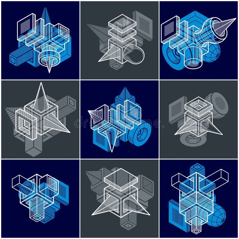 Collection of Vector Abstract Different Dimensional Geometric Sh Stock ...