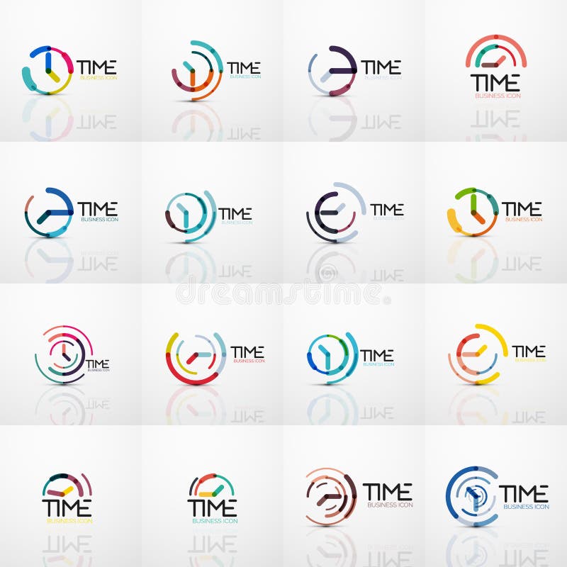 Collection of Vector Abstract Logo Ideas, Time Concepts or Clock ...