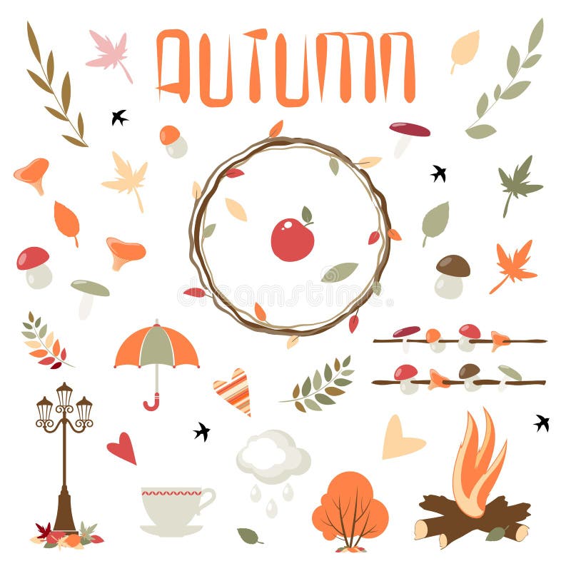 Collection of Vector Autumn Elements for Design Stock Vector ...