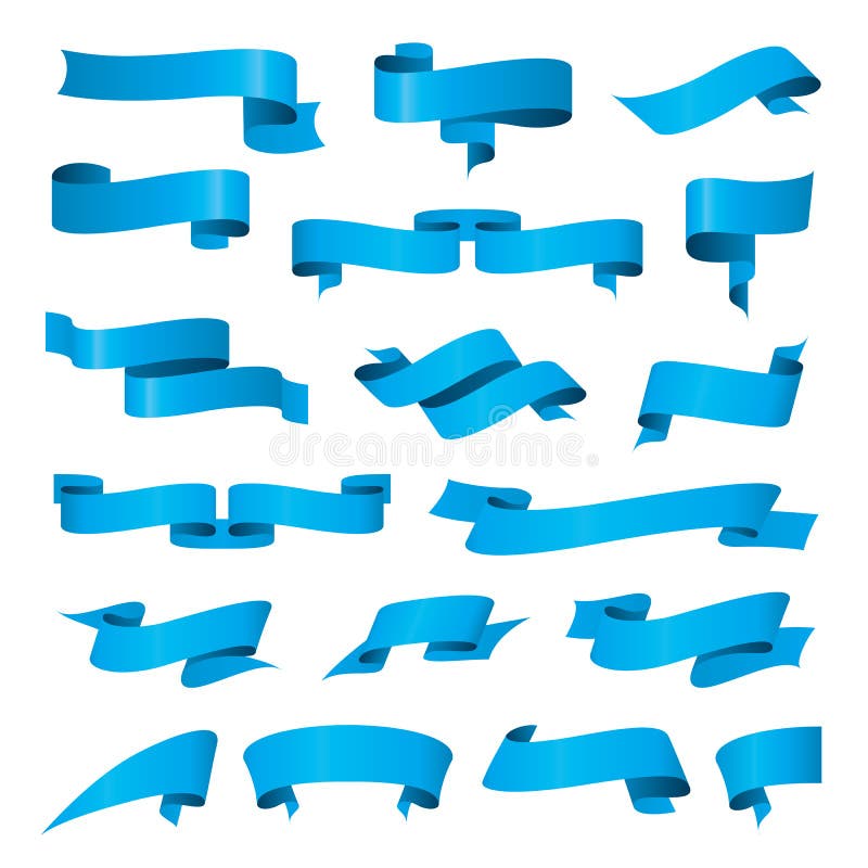 Collection of Vector Blue Ribbons Stock Vector - Illustration of ...