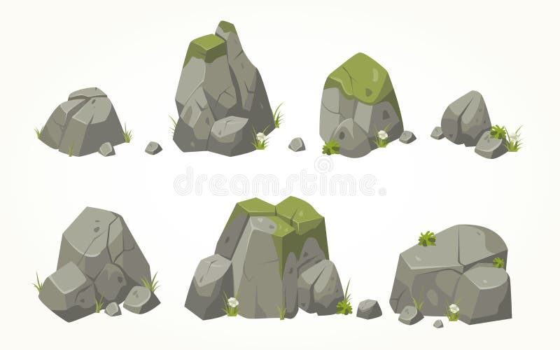 Collection of Vector Boulders Stock Vector - Illustration of isolated ...