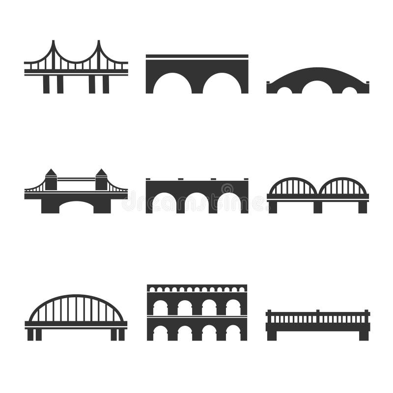 Collection of Vector Bridges Icons Stock Vector - Illustration of ...
