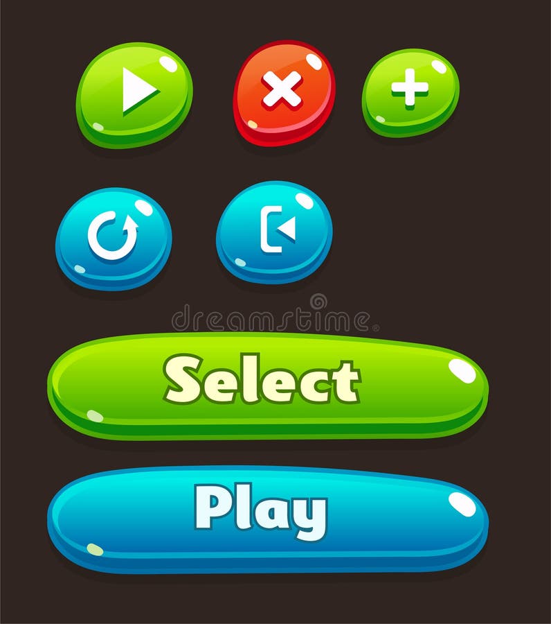 Cartoon Set of Buttons for Game Development Stock Vector - Illustration ...