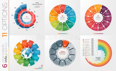 Collection of 6 Vector Circle Chart Templates 11 Options. Stock Vector ...