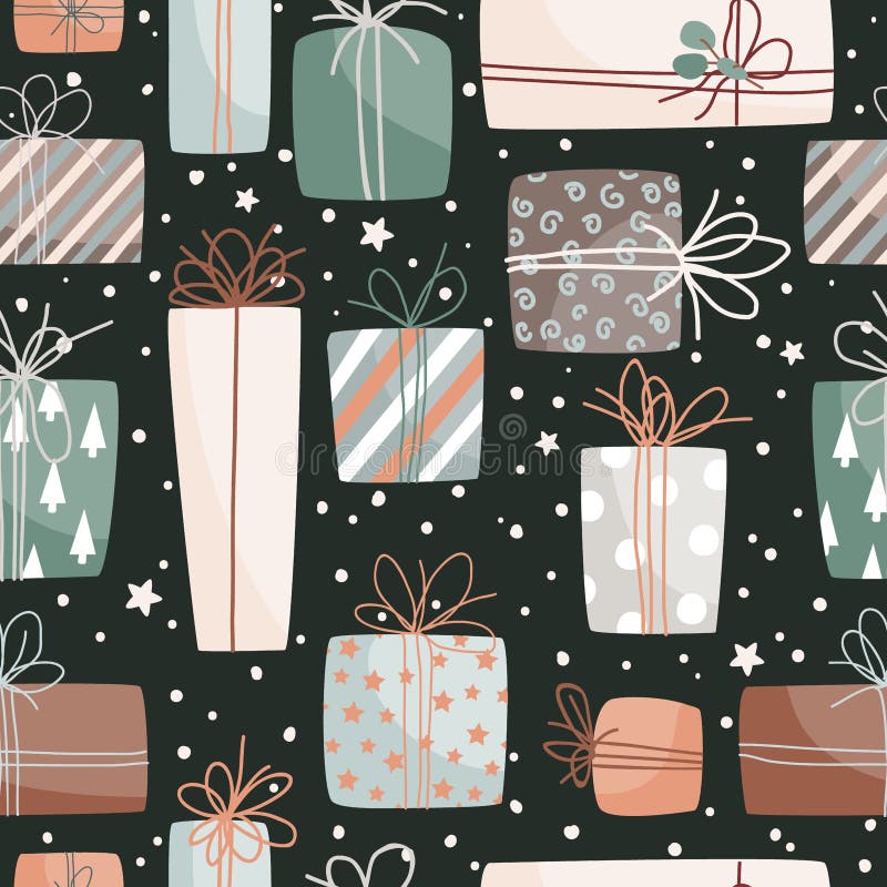 Collection of Vector Colorful Christmas Present Boxes. Holiday Seamless ...