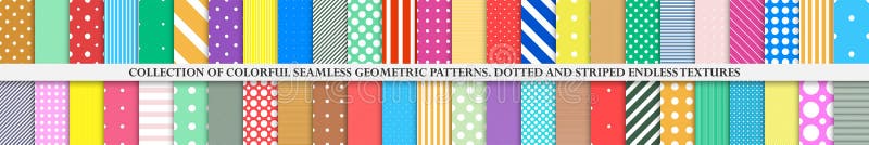 Collection of Vector Colorful Geometric Seamless Patterns. Simple ...