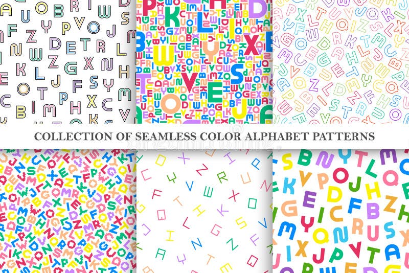 Collection of Vector Colorful Seamless Alphabet Patterns. Stylish ...