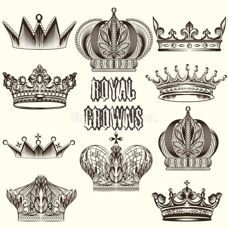 Set of Vector Decorative Heraldic Crowns in Vintage Style Stock Vector ...