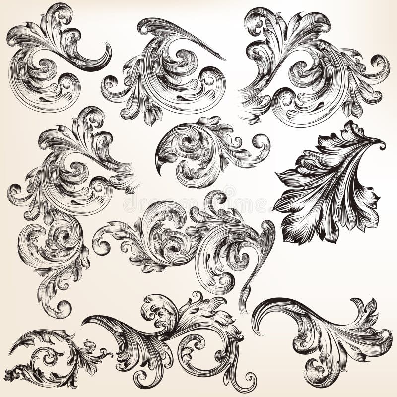 Collection of Vector Decorative Vintage Swirls for Design Stock Vector ...