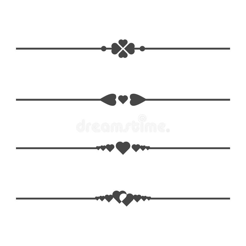 Collection of Vector Dividers with Hearts Stock Vector - Illustration ...