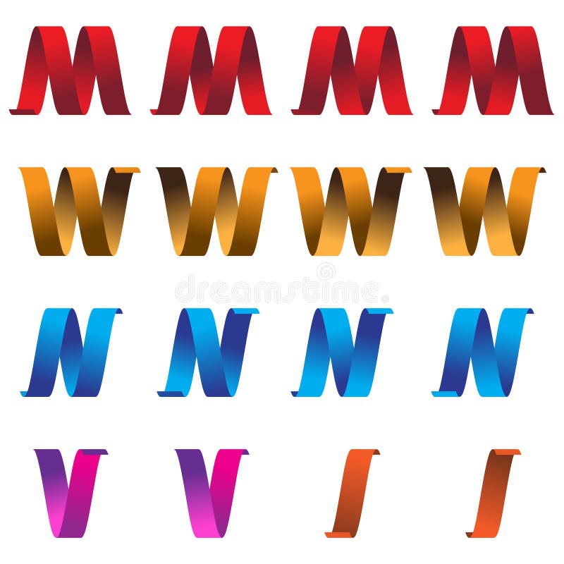 Collection of Vector Elements - Colorful Letters Made from Ribbons with ...