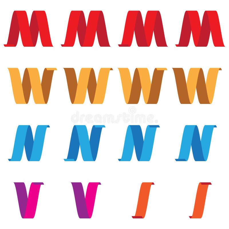Collection of Vector Elements - Colorful Letters Made from Ribbons with ...