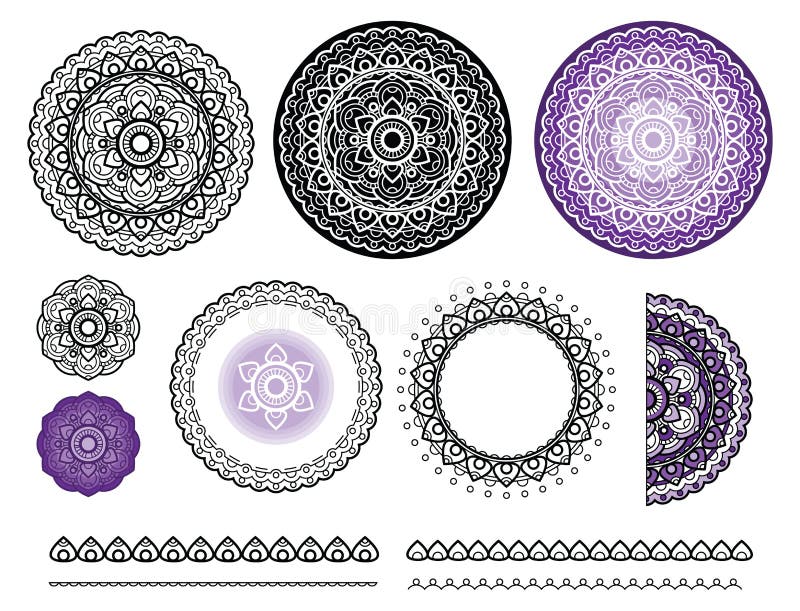 Collection Vector Elements of Mandala. Round Pattern, Frames, Label ...