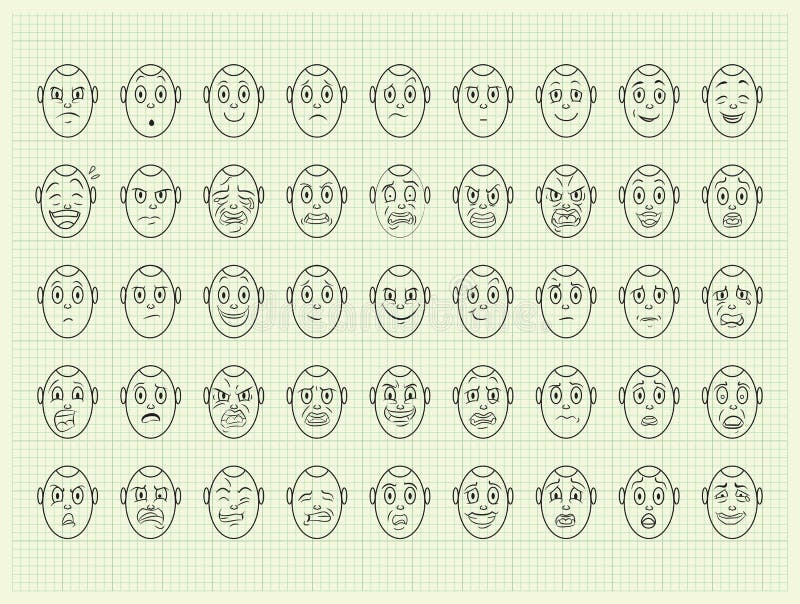 Collection of Vector Emotion Face Stock Vector - Illustration of ...
