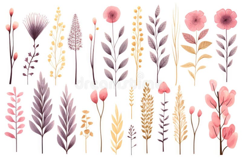 Collection of Vector Field Wild Flowers for Design Stock Illustration ...