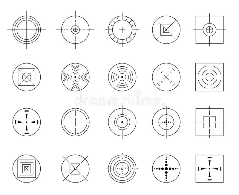 Set of Crosshair Icons on White Background. Stock Vector - Illustration ...