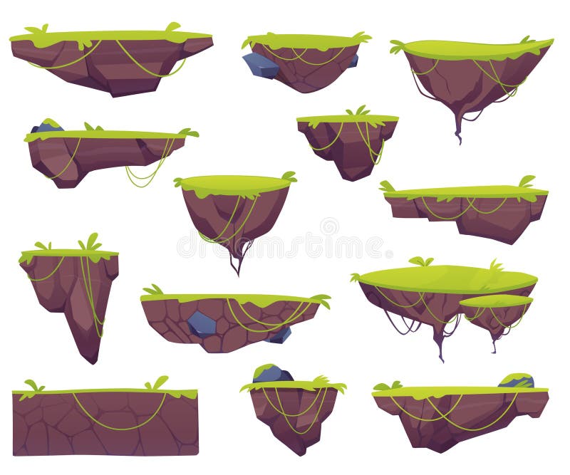 A Collection of Vector Graphics on a White Background with Flying Rocks ...