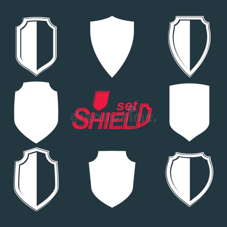 Collection of Vector Grayscale Defense Shields, Protection Design ...