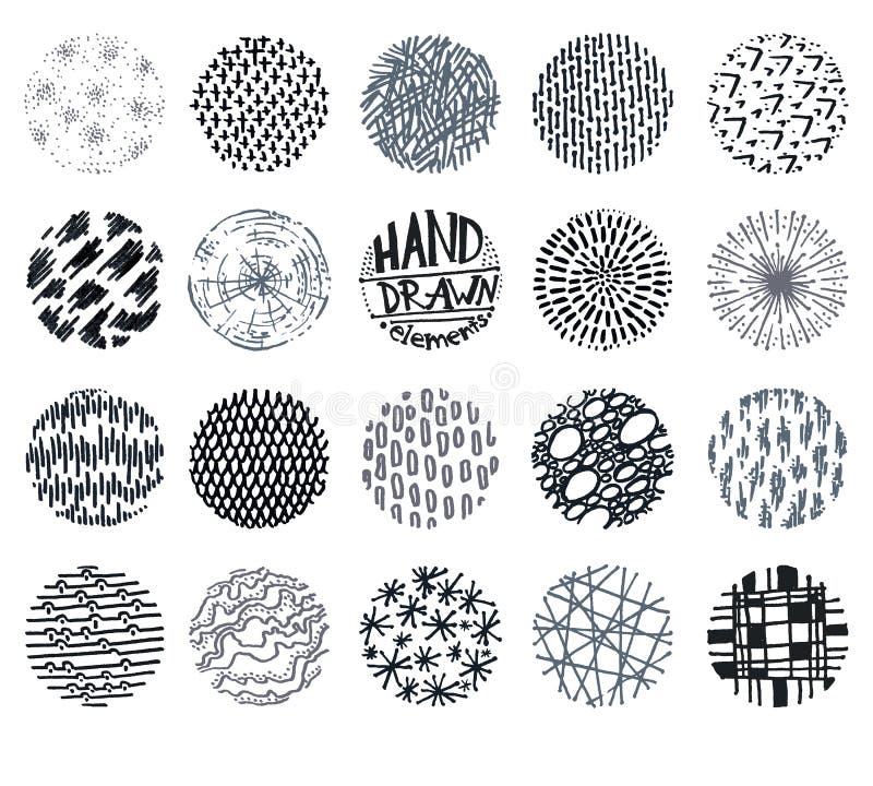 Collection 19 Vector Hand Drawn Design Round Doodle Elements Stock ...