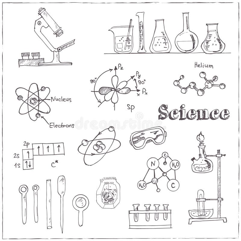 Collection of Vector Hand Drawn Doodle Science Lab Objects. Stock ...