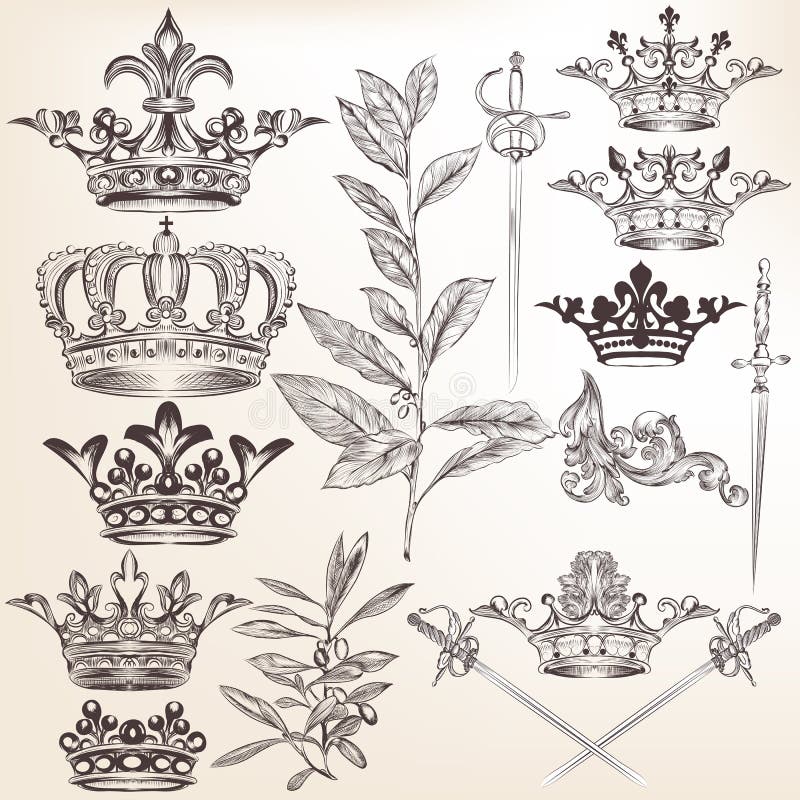 Collection of Vector Heraldic Crowns Stock Vector - Illustration of ...