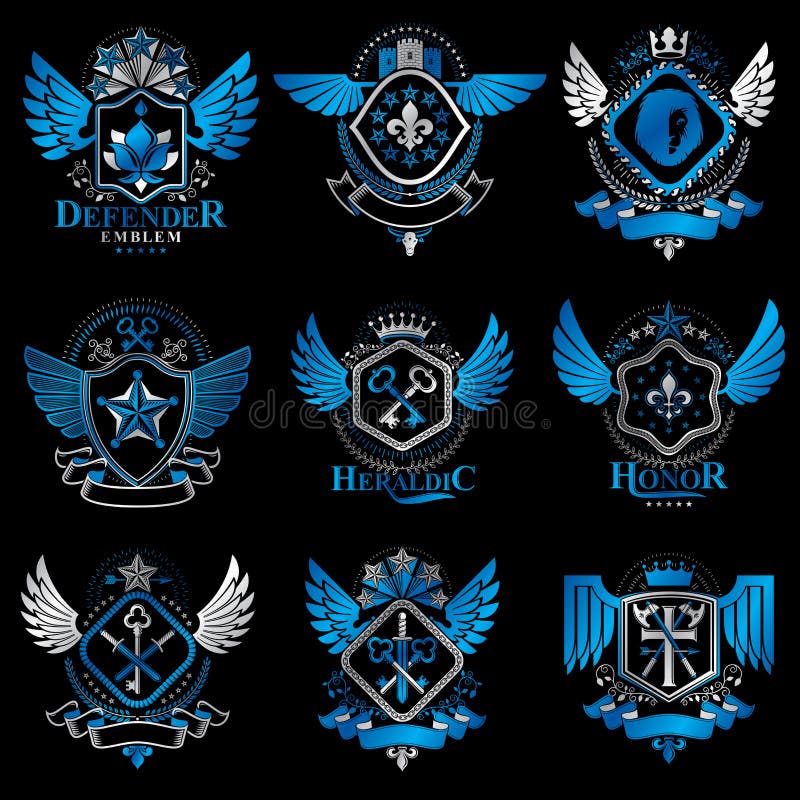 Collection of Vector Heraldic Decorative Coat of Arms Isolated O Stock ...