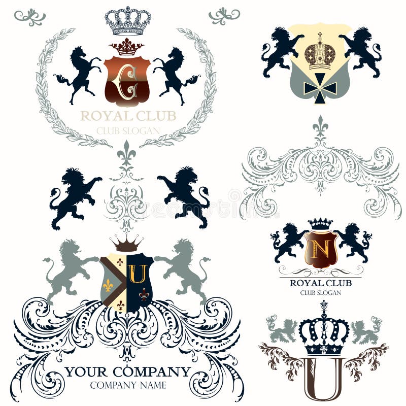 Collection of Vector Heraldic Elements for Design Stock Vector ...