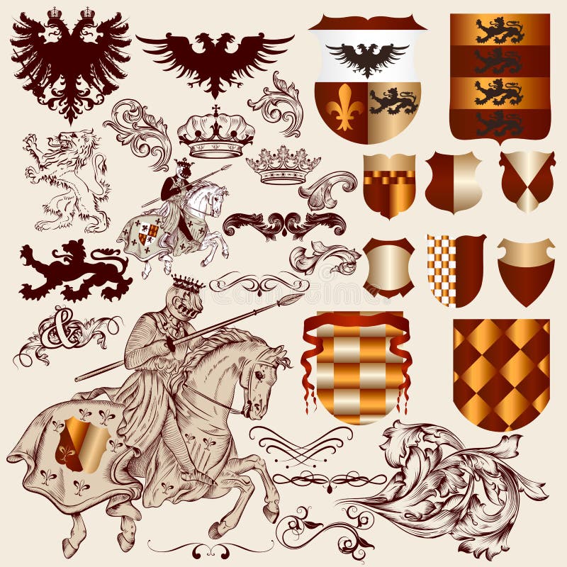 Collection of Vector Heraldic Elements for Design Stock Vector ...
