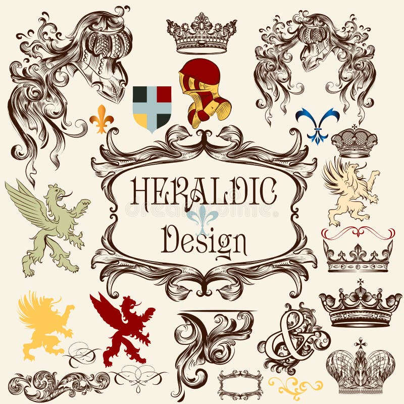 Collection of Vector Heraldic Elements for Design Stock Vector ...