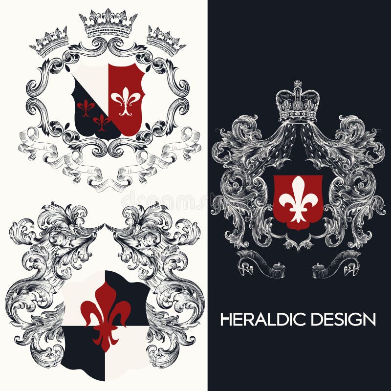 Collection of Heraldic Ornate Letters in Vintage Style Stock Vector ...