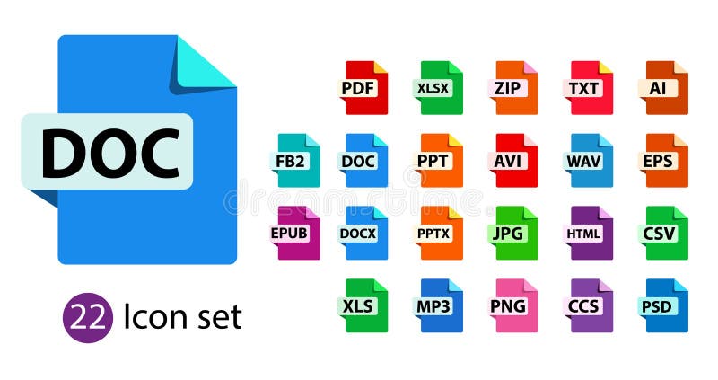Collection of Vector Icons. File Format Extensions Icons Stock Vector ... Collection of Vector Icons. File Format Extensions Icons Stock Vector ...