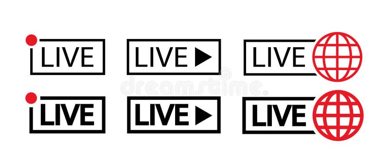 Collection of Vector Icons Indicating Live Streaming or Broadcast ...
