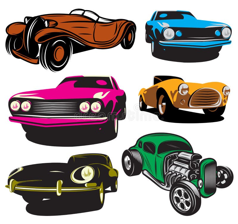 Vector Vintage Sport Racing Cars Stock Vector - Illustration of power ...