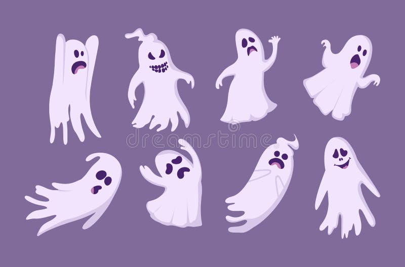 Collection of Vector Illustration Halloween Ghosts Pack Stock Vector ...