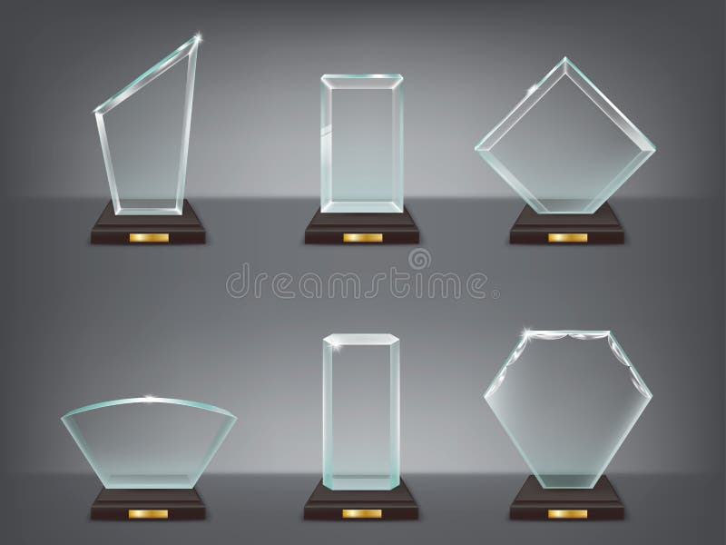 Collection Vector Illustration of Modern Glass Trophies, Prizes Stock ...