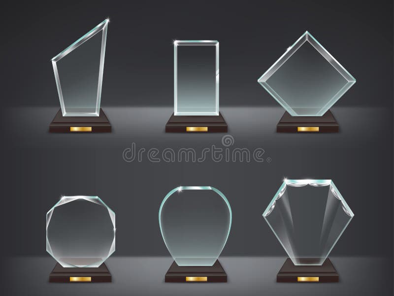 Collection Vector Illustration of Modern Glass Trophies, Prizes Stock ...