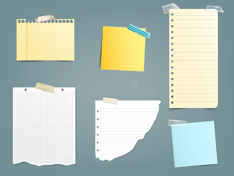 Collection of Vector Illustrations Different Paper Notes Stock Vector ...