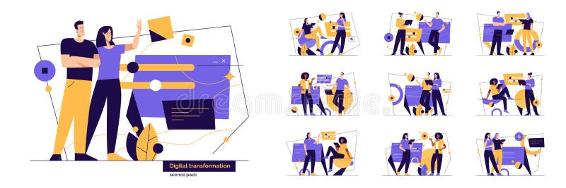 Collection of Vector Illustrations on the Subject of Digital Business ...