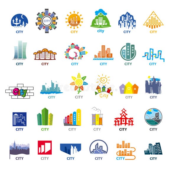 Collection of Vector Logos Cities Stock Vector - Illustration of window ...